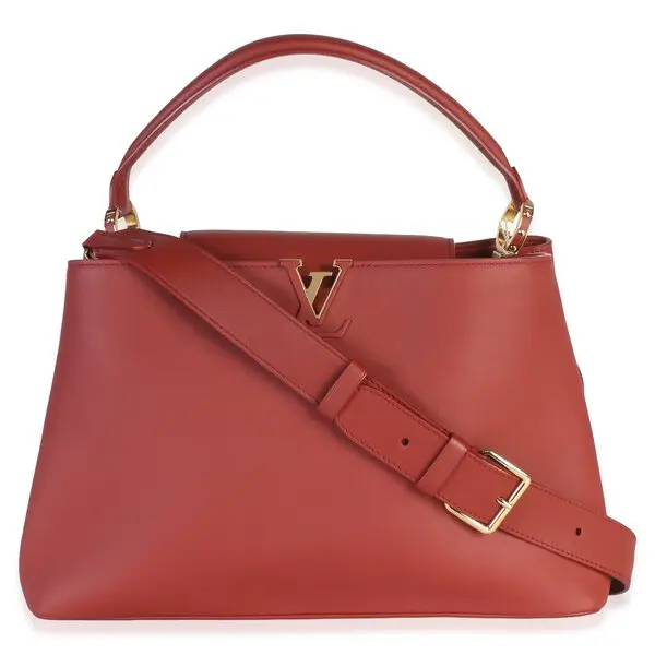 LOUIS VUITTON Rust Smooth Grained Calfskin Capucines Gm Souple - Red