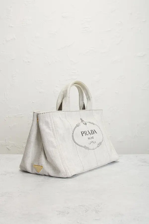FWRD RENEW Prada Canapa Tote Bag - Grey