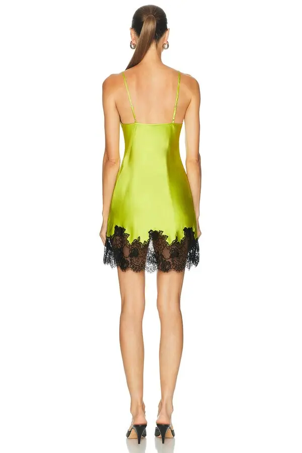 FLEUR DU MAL Juliet Lace Mini Slip Dress - Lime Punch