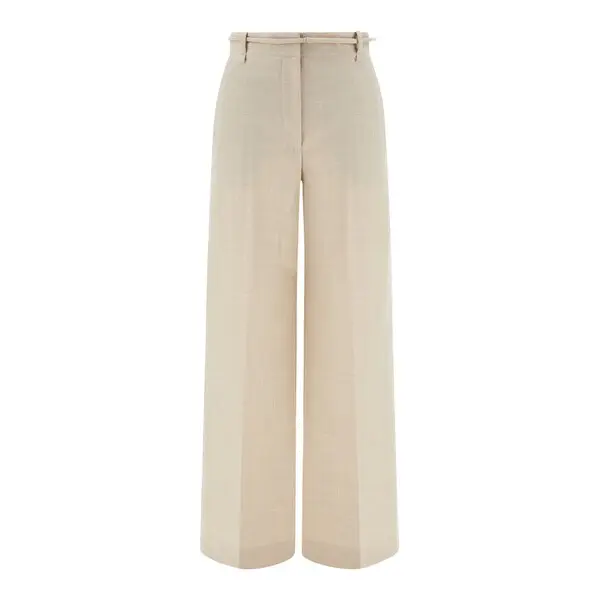 Paul & Shark Wool Twill Palazzo Trousers - Sand