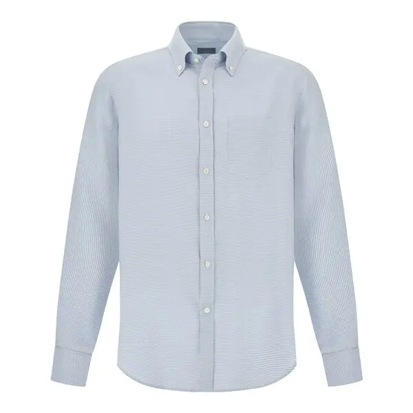 Paul & Shark X-soft Cotton Shirt With Small Check Pattern - White/light Blue Check Pattern