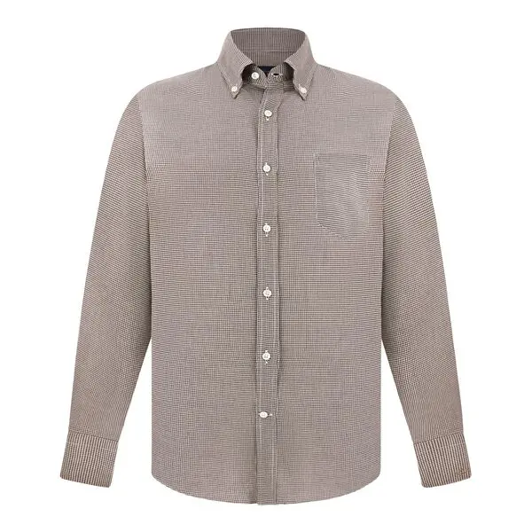 Paul & Shark X-soft Cotton Shirt With Small Check Pattern - White/brown Check Pattern