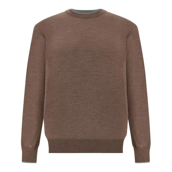 Paul & Shark Wool And Silk Crewneck With Contrast Trim - Leafless Tree
