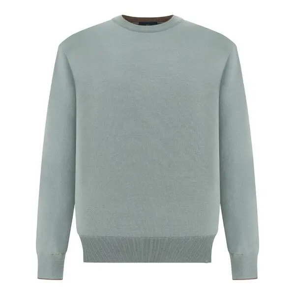 Paul & Shark Wool And Silk Crewneck With Contrast Trim - Slate Gray