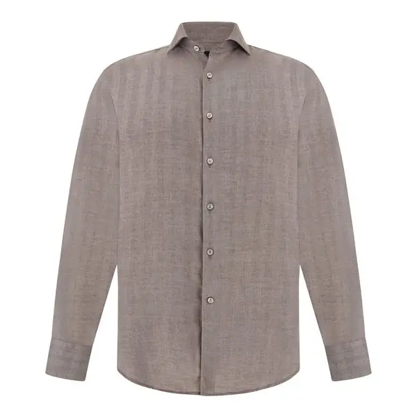 Paul & Shark Camicia X-soft In Cotone - Brown Herringbone Pattern