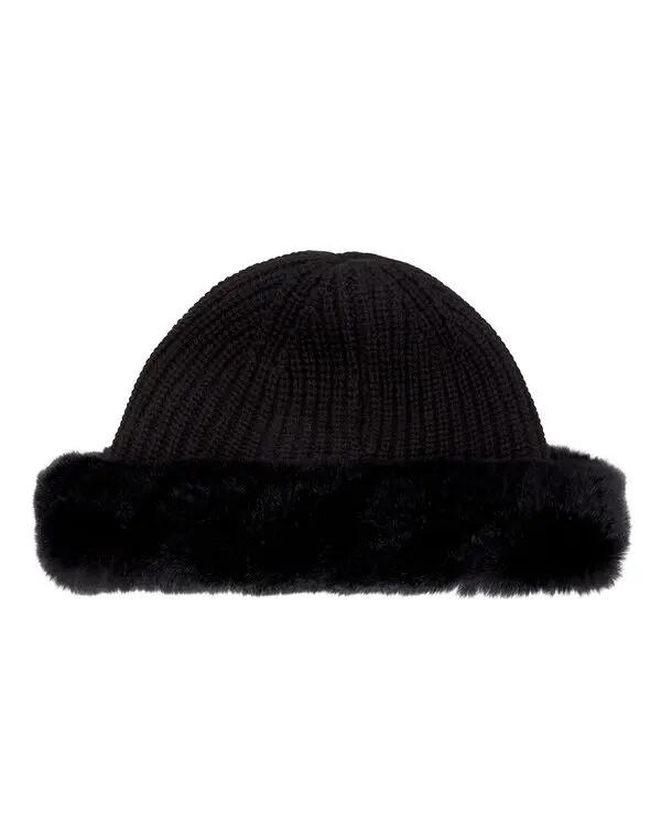 YVES SALOMON Rex Rabbit And Cashmere Bonnet - Noir