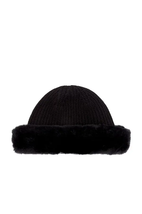 YVES SALOMON Rex Rabbit And Cashmere Bonnet - Noir