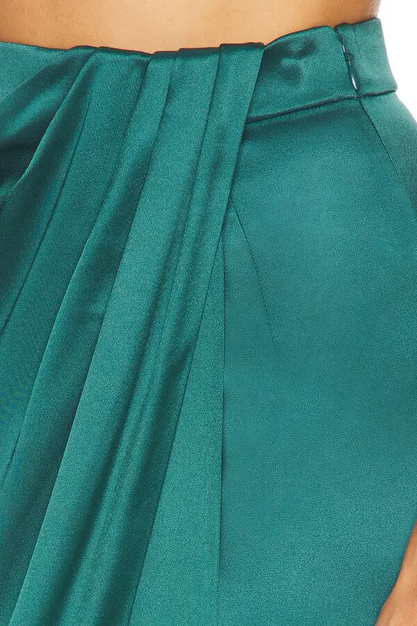 Lapointe Satin Wrap Maxi Skirt - Emerald
