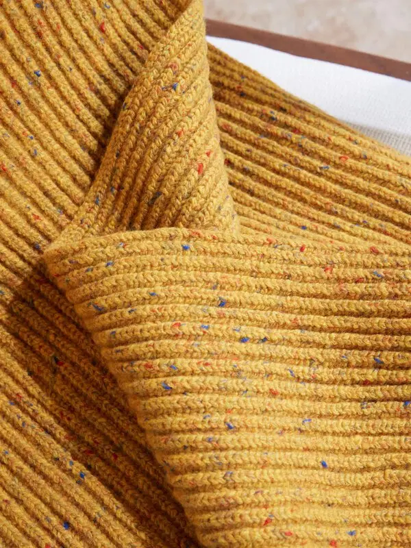 Inis Meáin Fisherman's Ribbed Wool And Cashmere-blend Blanket - Yellow