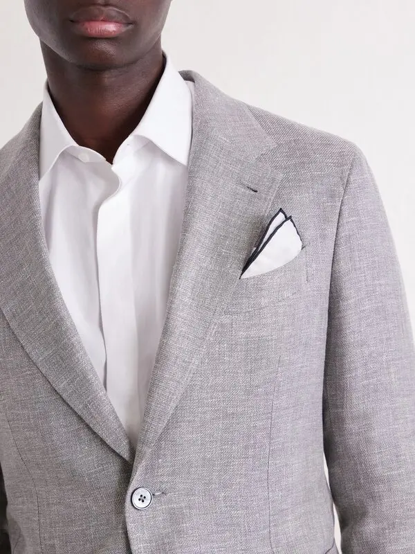 Zegna Logo-print Cotton And Silk-blend Pocket Square
