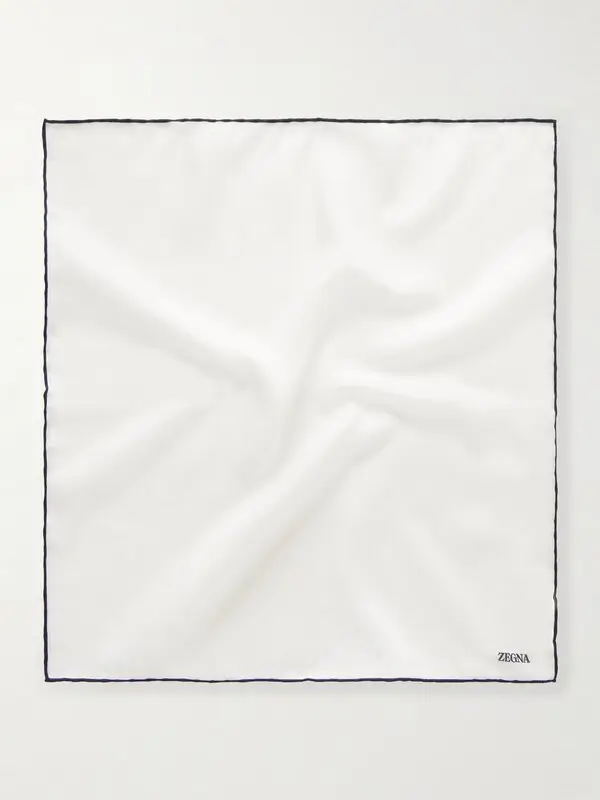 Zegna Logo-print Cotton And Silk-blend Pocket Square