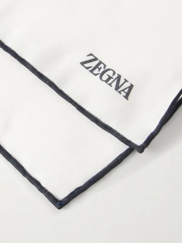 Zegna Logo-print Cotton And Silk-blend Pocket Square