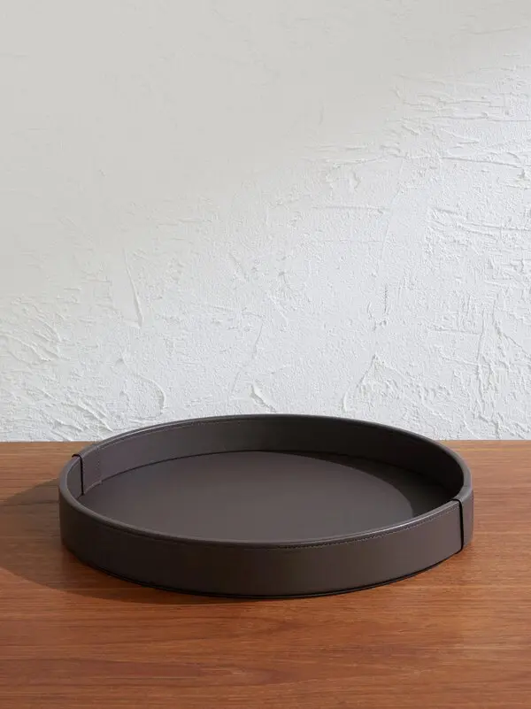 Brunello Cucinelli Leather And Wood Tray