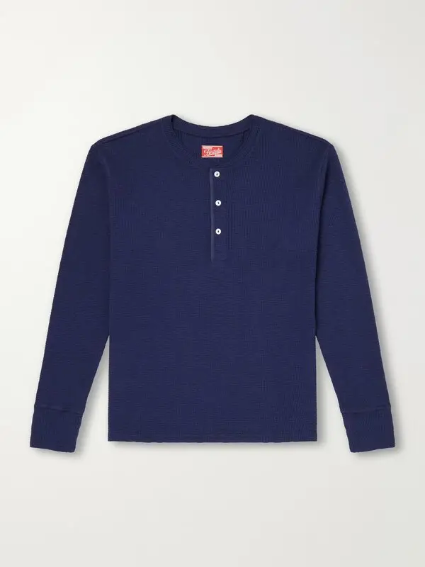 FORTELA Amish Waffle-knit Cotton-jersey Henley T-shirt