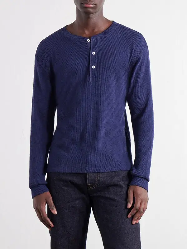 FORTELA Amish Waffle-knit Cotton-jersey Henley T-shirt
