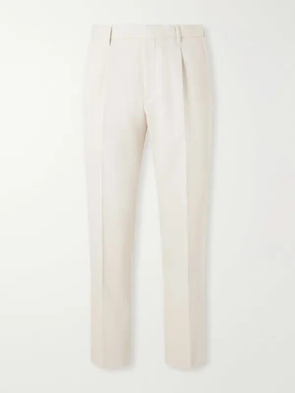 Zegna Straight-leg Cotton And Wool-blend Twill Trousers - Cream