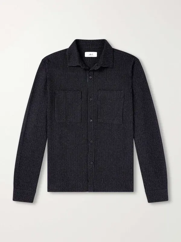 Mr P. Pinstriped Cotton-blend Jersey Shirt - Black