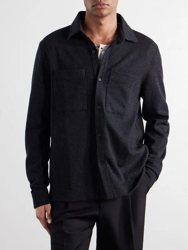 Mr P. Pinstriped Cotton-blend Jersey Shirt