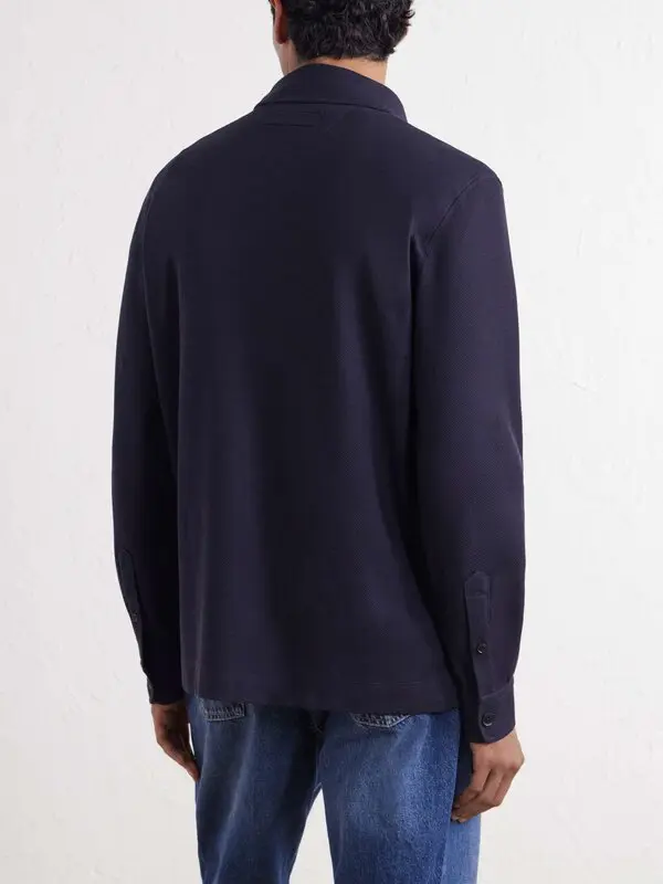 Zegna Cotton And Silk-blend Piqué Polo Shirt