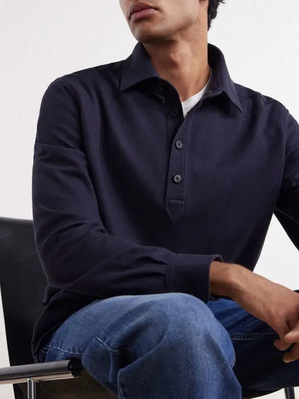 Zegna Cotton And Silk-blend Piqué Polo Shirt