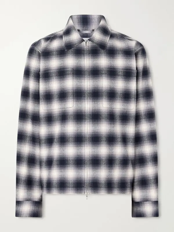 CORRIDOR Checked Zip-up Cotton Jacket - Black