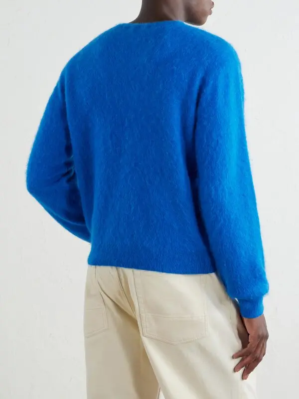 Auralee Garment-dyed Baby Alpaca Cardigan - Blue