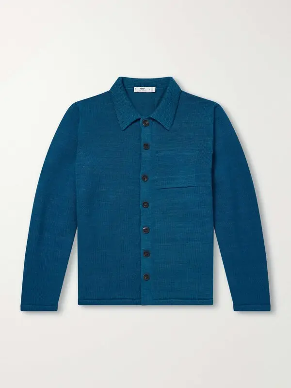 Inis Meáin Merino Wool And Linen-blend Cardigan - Blue