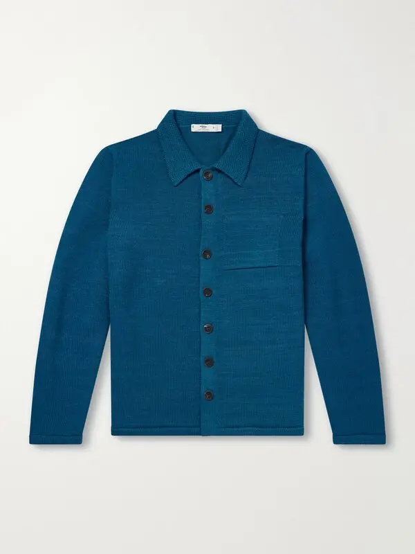 Inis Meáin Merino Wool And Linen-blend Cardigan - Blue