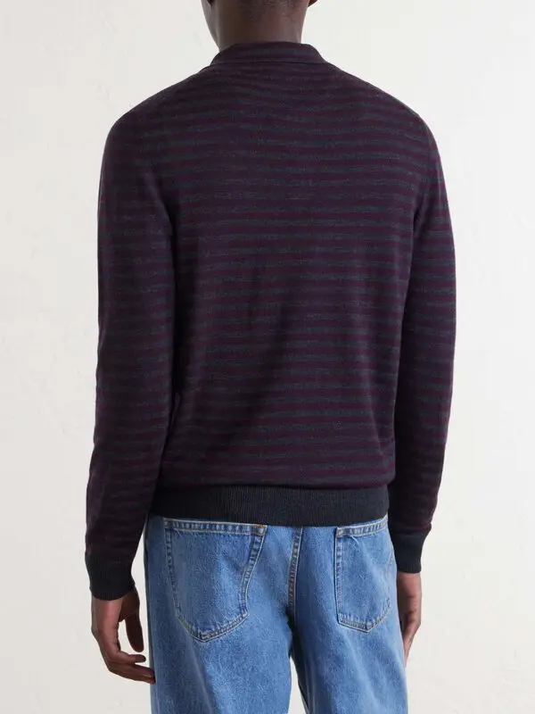 Mr P. Striped Merino Wool Polo Shirt