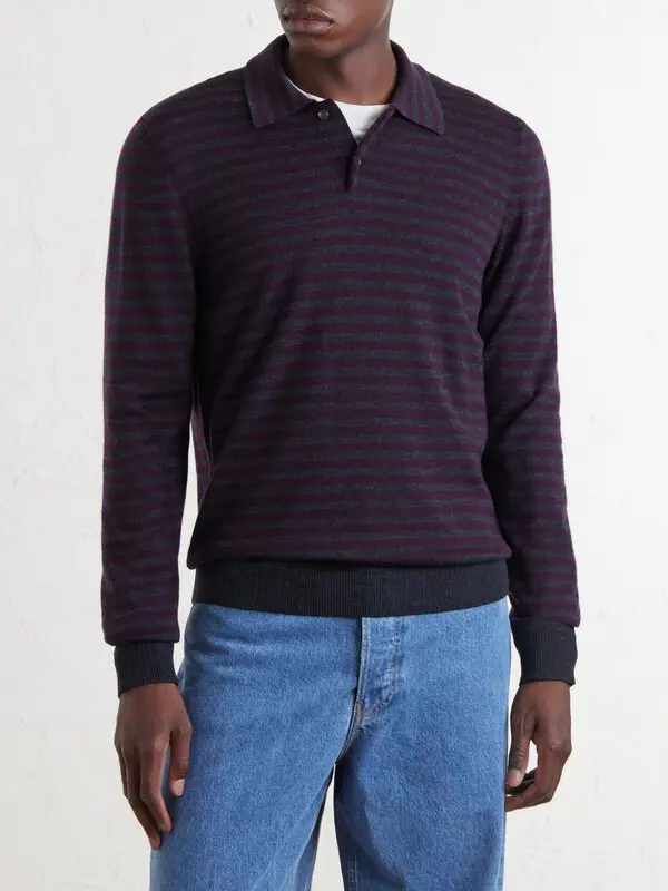 Mr P. Striped Merino Wool Polo Shirt