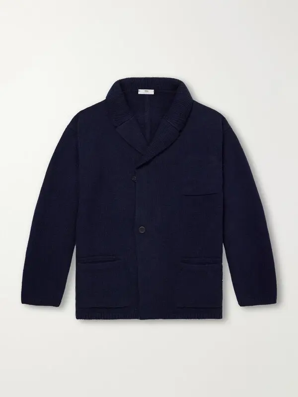 Inis Meáin Wool And Cashmere-blend Shawl Collar Cardigan - Blue