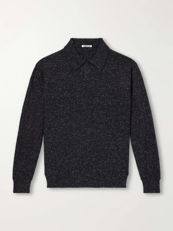 Auralee Cashmere Polo Sweater - Black