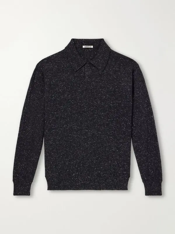 Auralee Cashmere Polo Sweater - Black