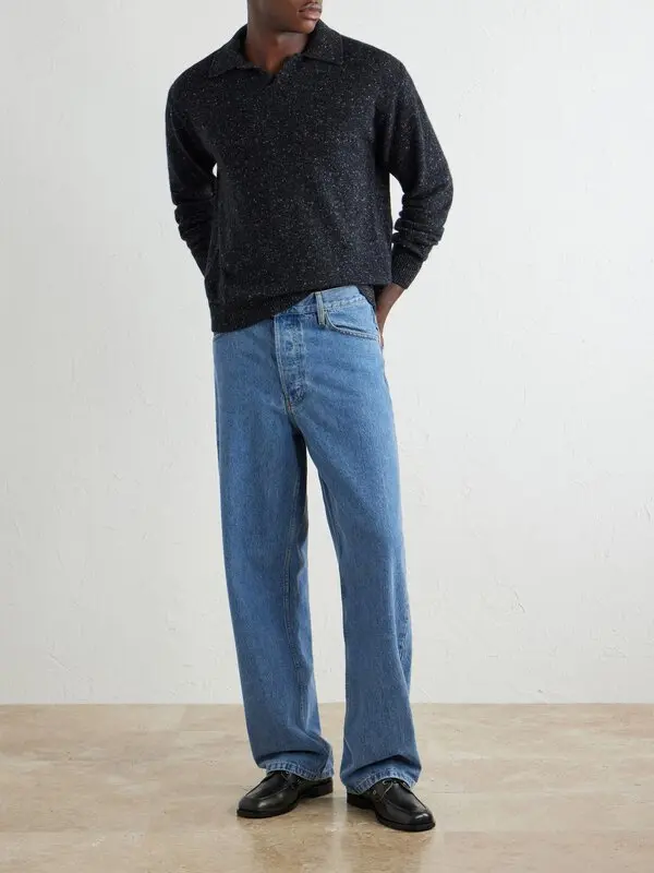 Auralee Cashmere Polo Sweater - Black