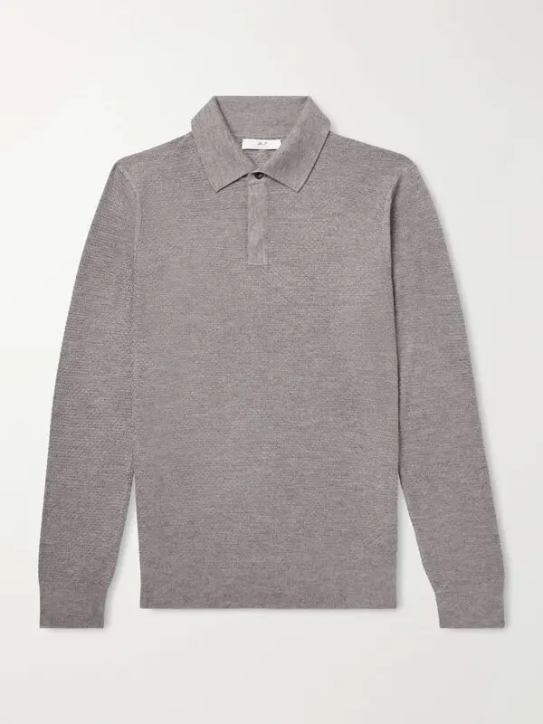Mr P. Cashmere And Silk-blend Polo Sweater - Gray