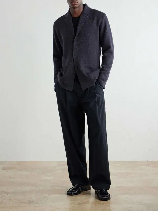 Inis Meáin Herringbone Merino Wool Cardigan