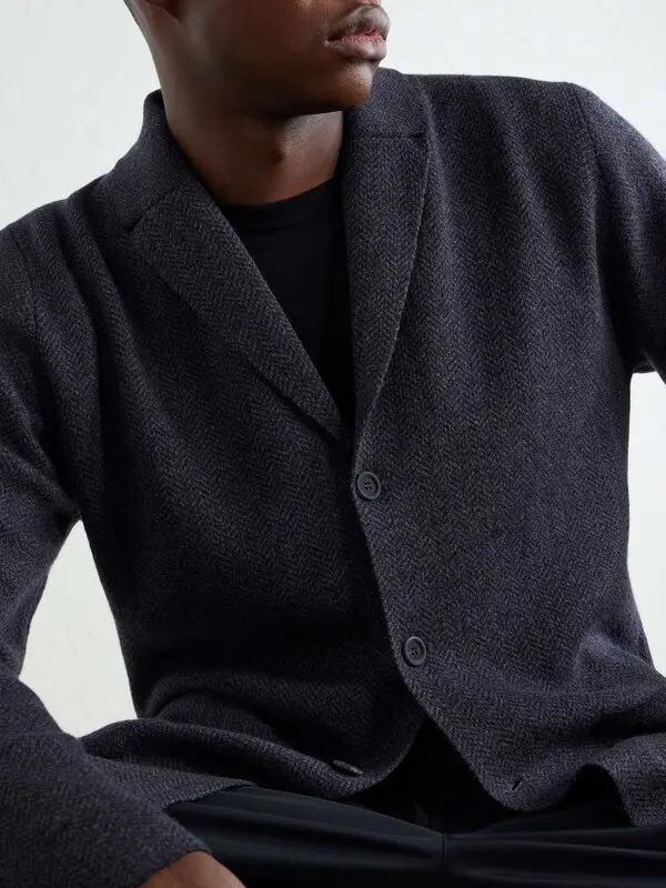 Inis Meáin Herringbone Merino Wool Cardigan