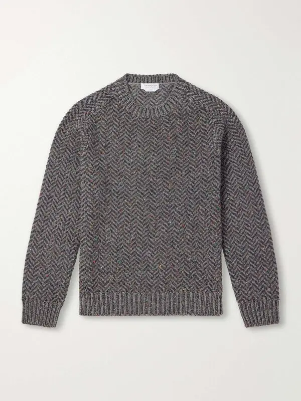 Gabriela Hearst Sermo Herringbone Cashmere Sweater - Gray