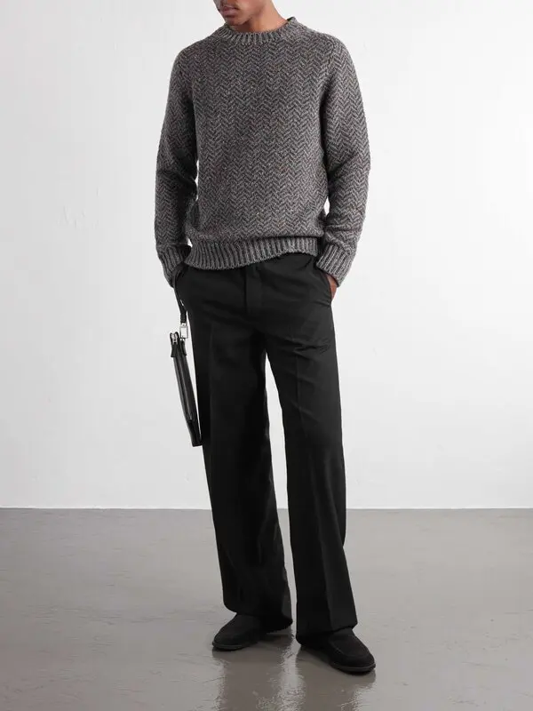 Gabriela Hearst Sermo Herringbone Cashmere Sweater