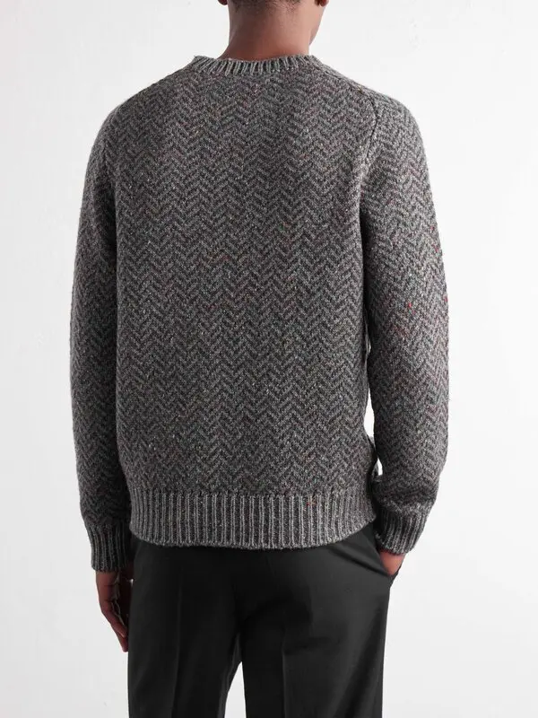 Gabriela Hearst Sermo Herringbone Cashmere Sweater