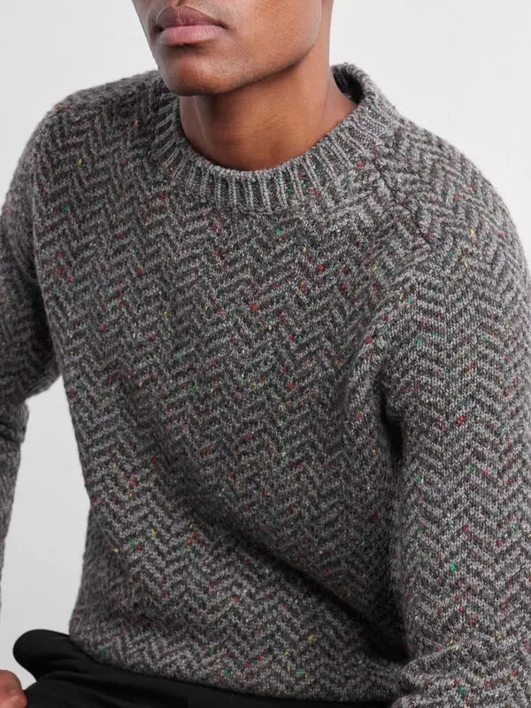 Gabriela Hearst Sermo Herringbone Cashmere Sweater