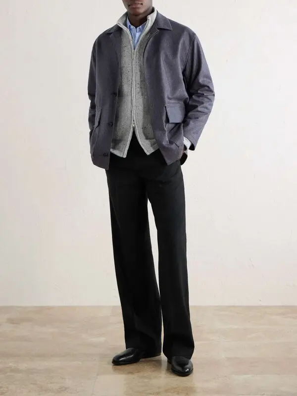 Inis Meáin Lifeline Merino Wool And Cashmere-blend Zip-up Sweater