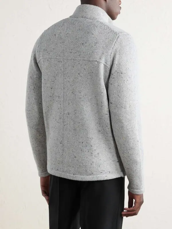 Inis Meáin Lifeline Merino Wool And Cashmere-blend Zip-up Sweater