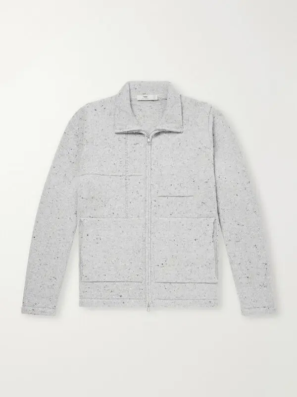 Inis Meáin Merino Wool And Cashmere-blend Zip-up Sweater - Gray
