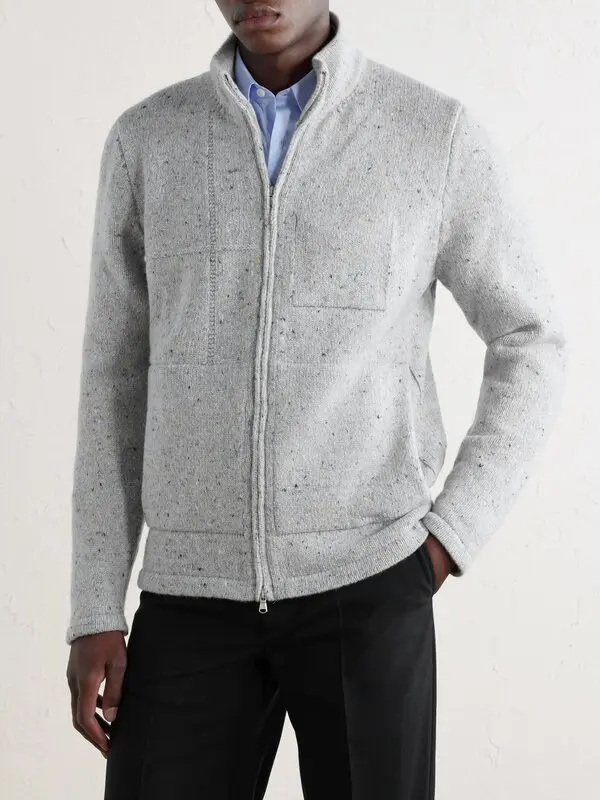 Inis Meáin Merino Wool And Cashmere-blend Zip-up Sweater