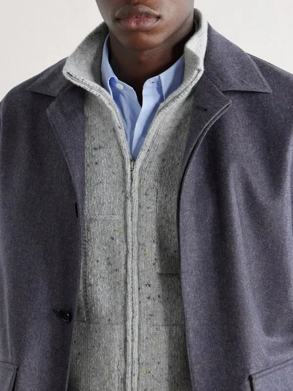 Inis Meáin Merino Wool And Cashmere-blend Zip-up Sweater
