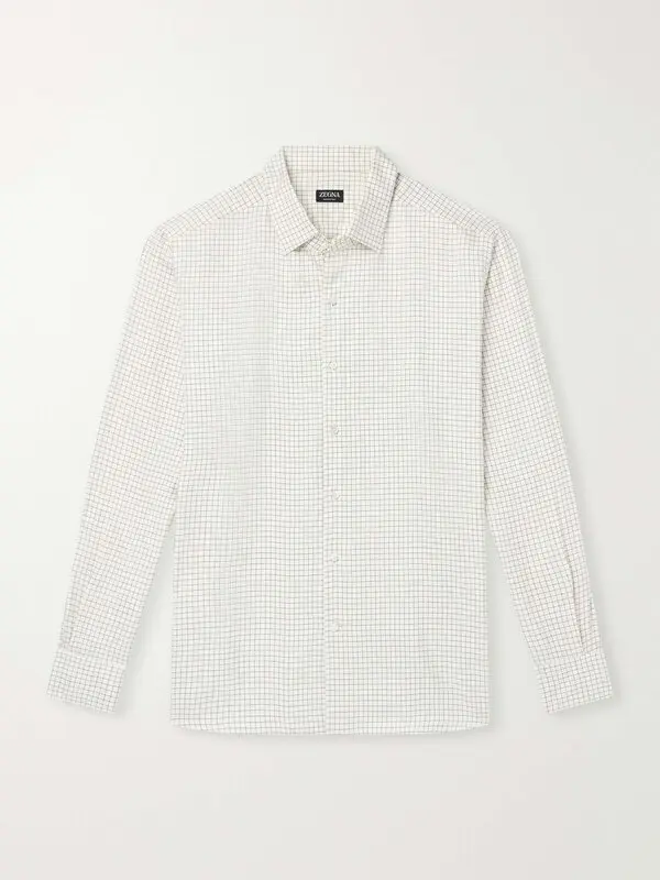 Zegna Checked Silk-twill Shirt
