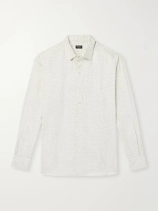 Zegna Checked Silk-twill Shirt