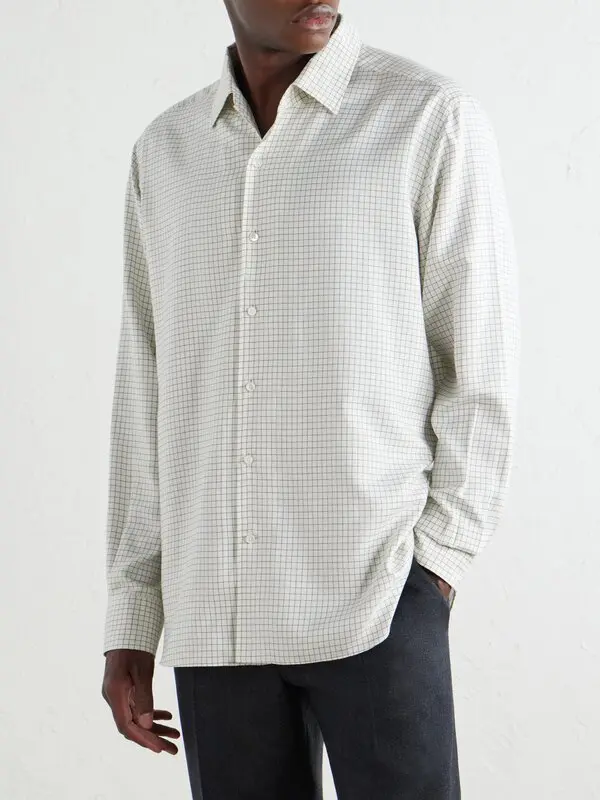 Zegna Checked Silk-twill Shirt