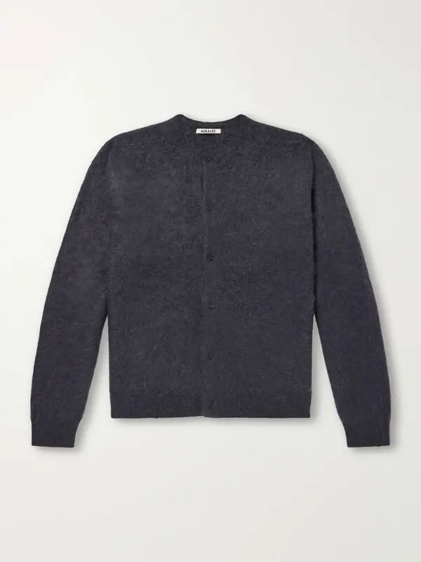 Auralee Garment-dyed Alpaca Cardigan